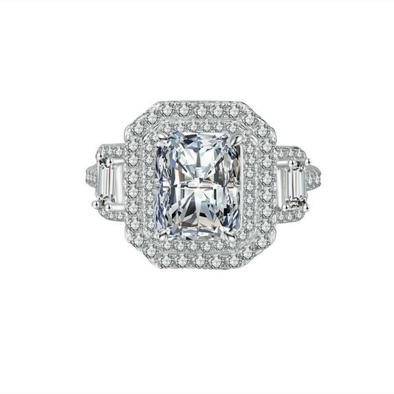 3 Carat Radiant Cut Moissanite Ring for Women D Color VVS1 Clarity ...