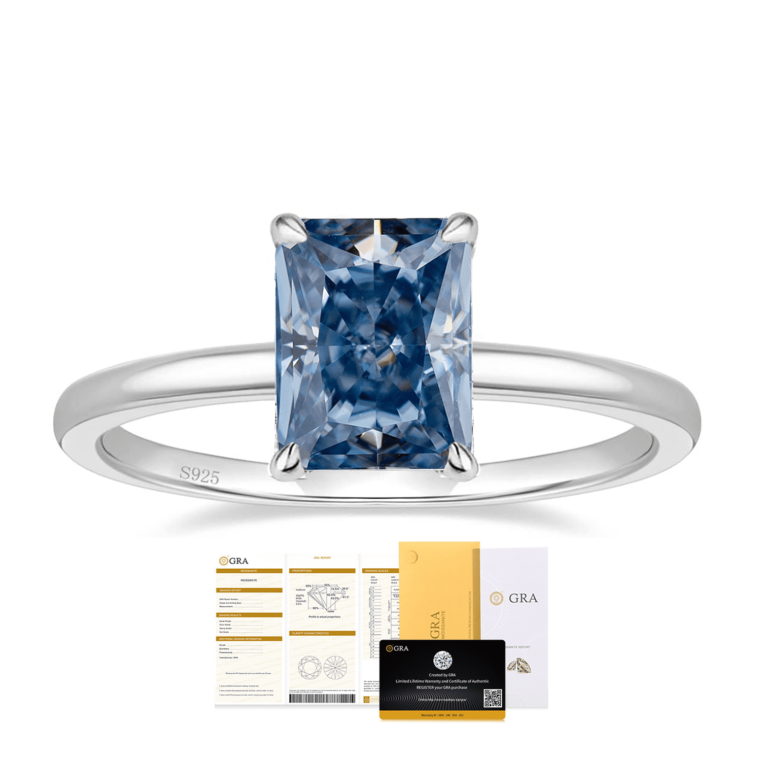 3 Carat Radiant Cut Moissanitefor Women,D color VVS1 - Simple Solitaire ...