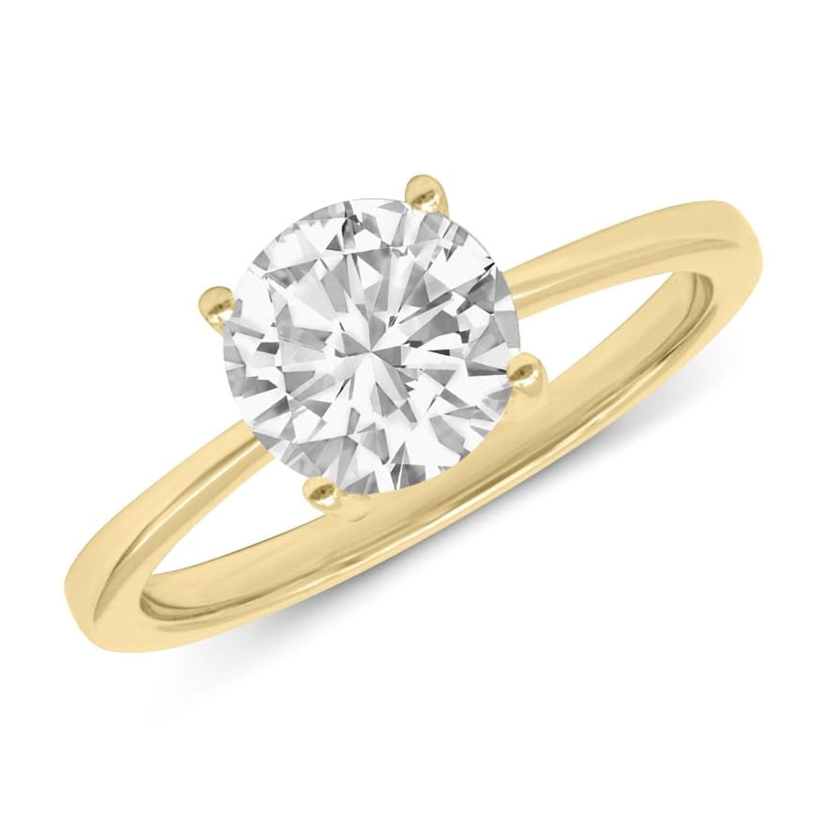 3 Carat - Round Cut Lab Grown Basket Regular Shank Setting Solitaire ...