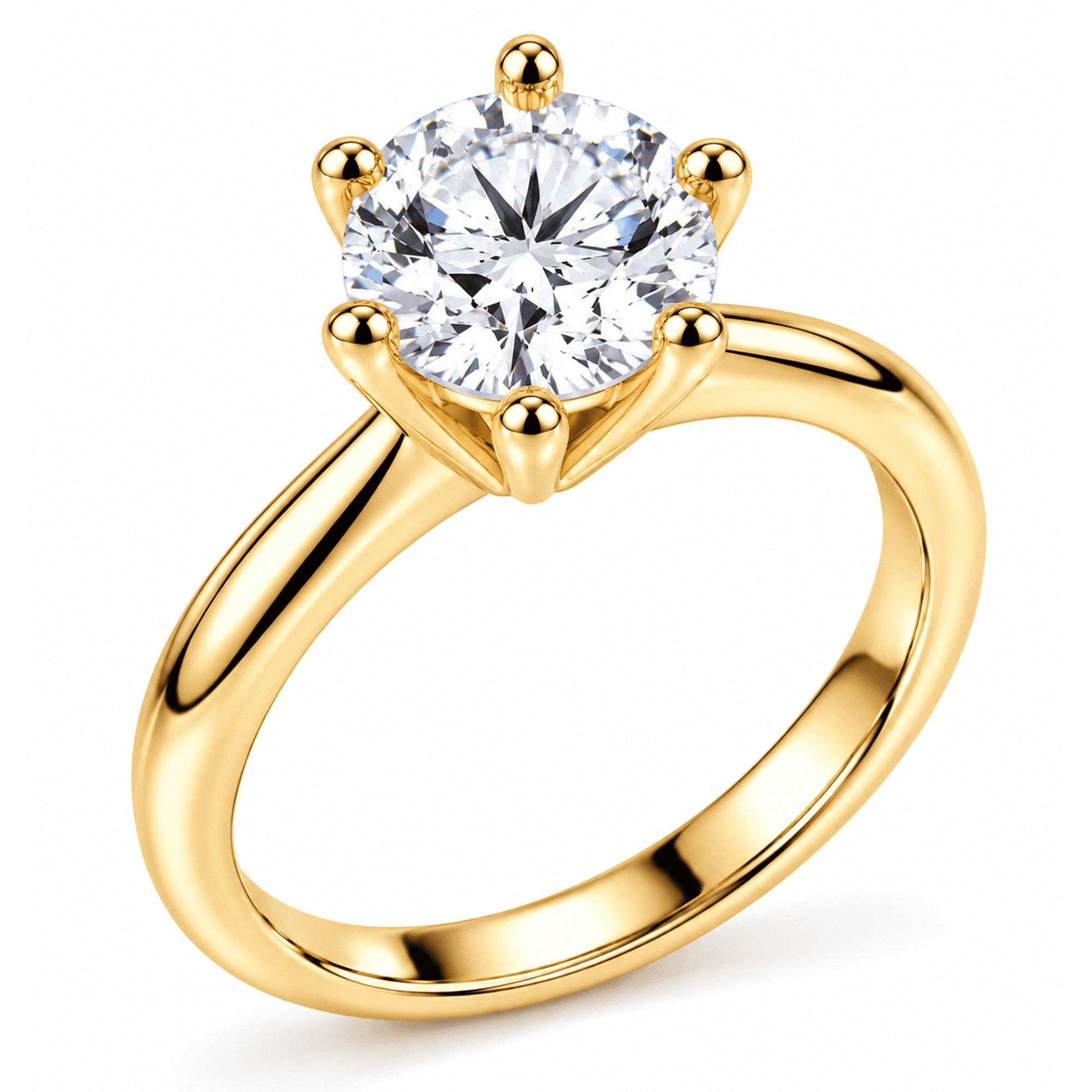 3 Carat Round Lab Grown Diamond Solitaire Ring, 14K Yellow Gold, E-F ...
