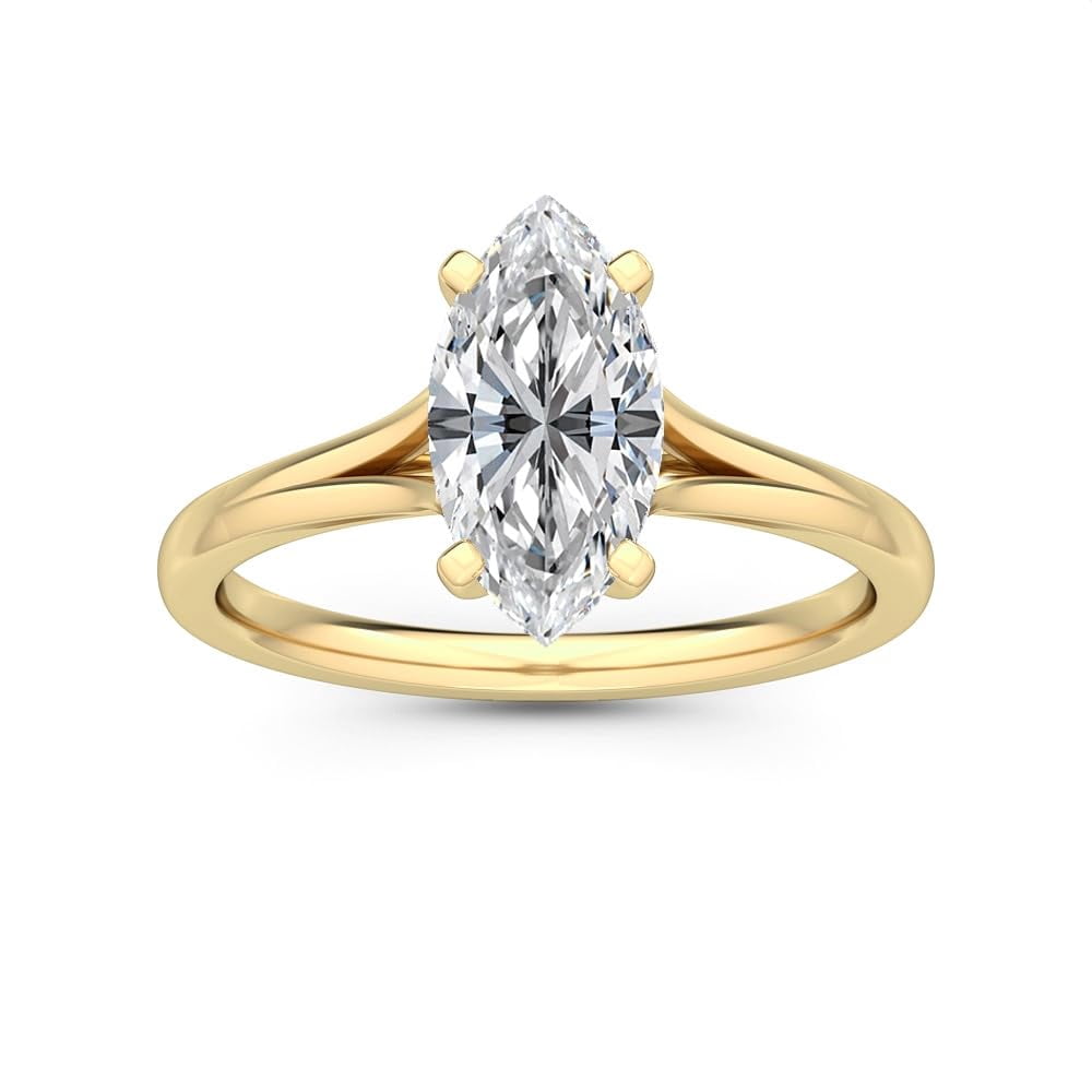 3 Carat (ctw) 14K Yellow Gold Marquise Cut LAB GROWN Diamond Solitaire ...