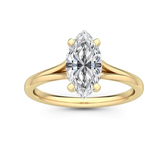 3 Carat (ctw) 14K Yellow Gold Marquise Cut LAB GROWN Diamond Solitaire ...