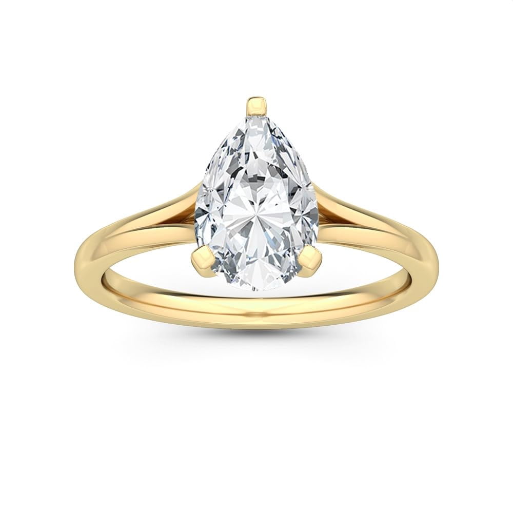 3 Carat (ctw) 14K Yellow Gold Pear Cut LAB GROWN Diamond Solitaire ...