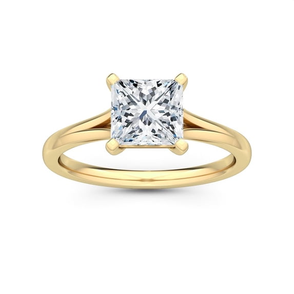 3 Carat (ctw) 14K Yellow Gold Princess Cut LAB GROWN Diamond Solitaire ...