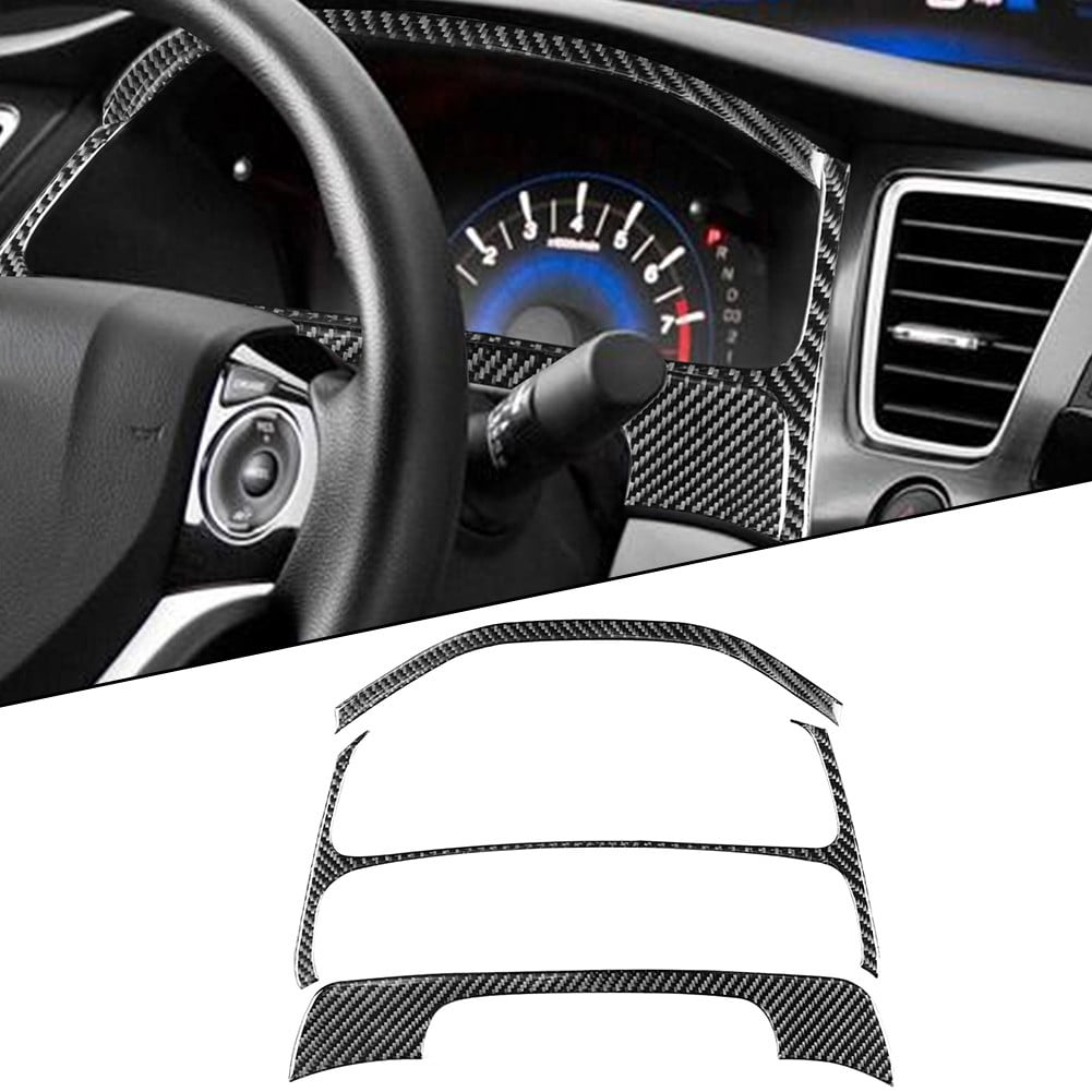 3×Carbon Fiber Dashboard Speedometer Panel Decor Cover For Honda Civic ...