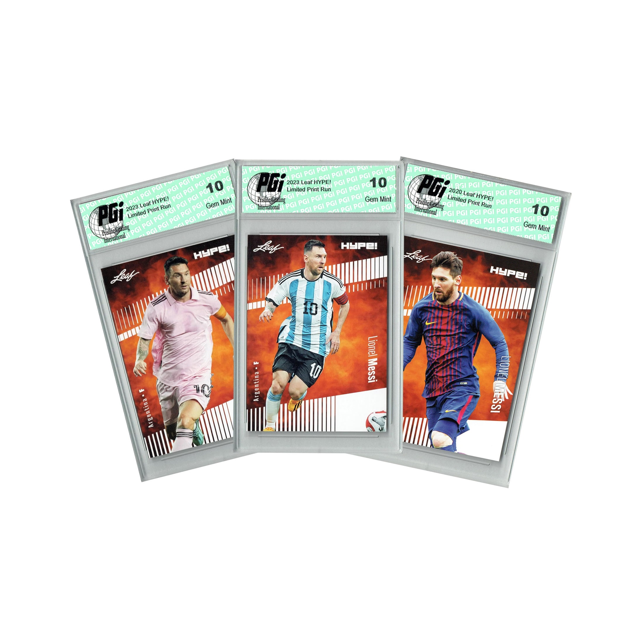 3-Card Lot Lionel Messi 2020-23 Leaf Hype! Argentina, Barcelona, and ...