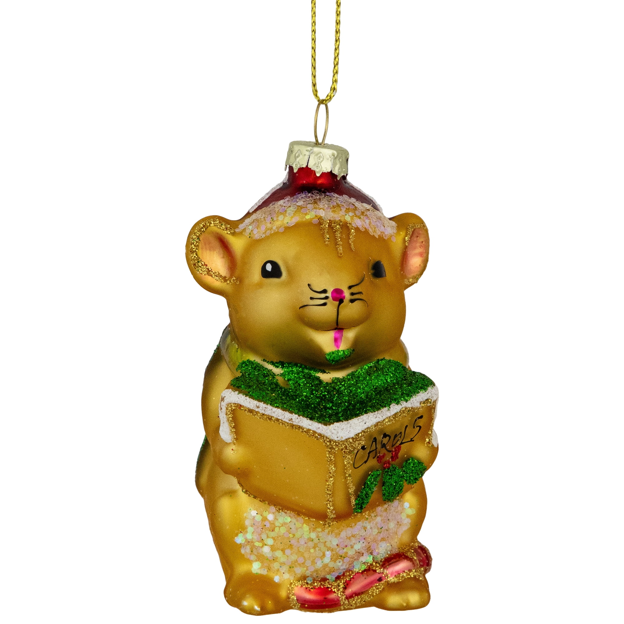 3" Caroling Mouse Glass Christmas Hanging Ornament - Walmart.com