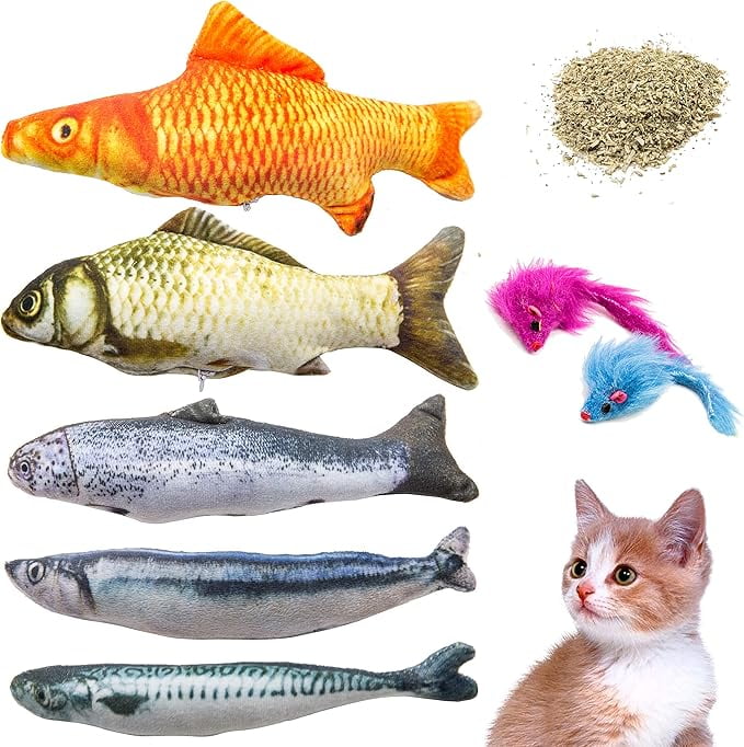 3 Cat tóys Assortment with Catnip Cat tóy Simulation Fish With Usb ...