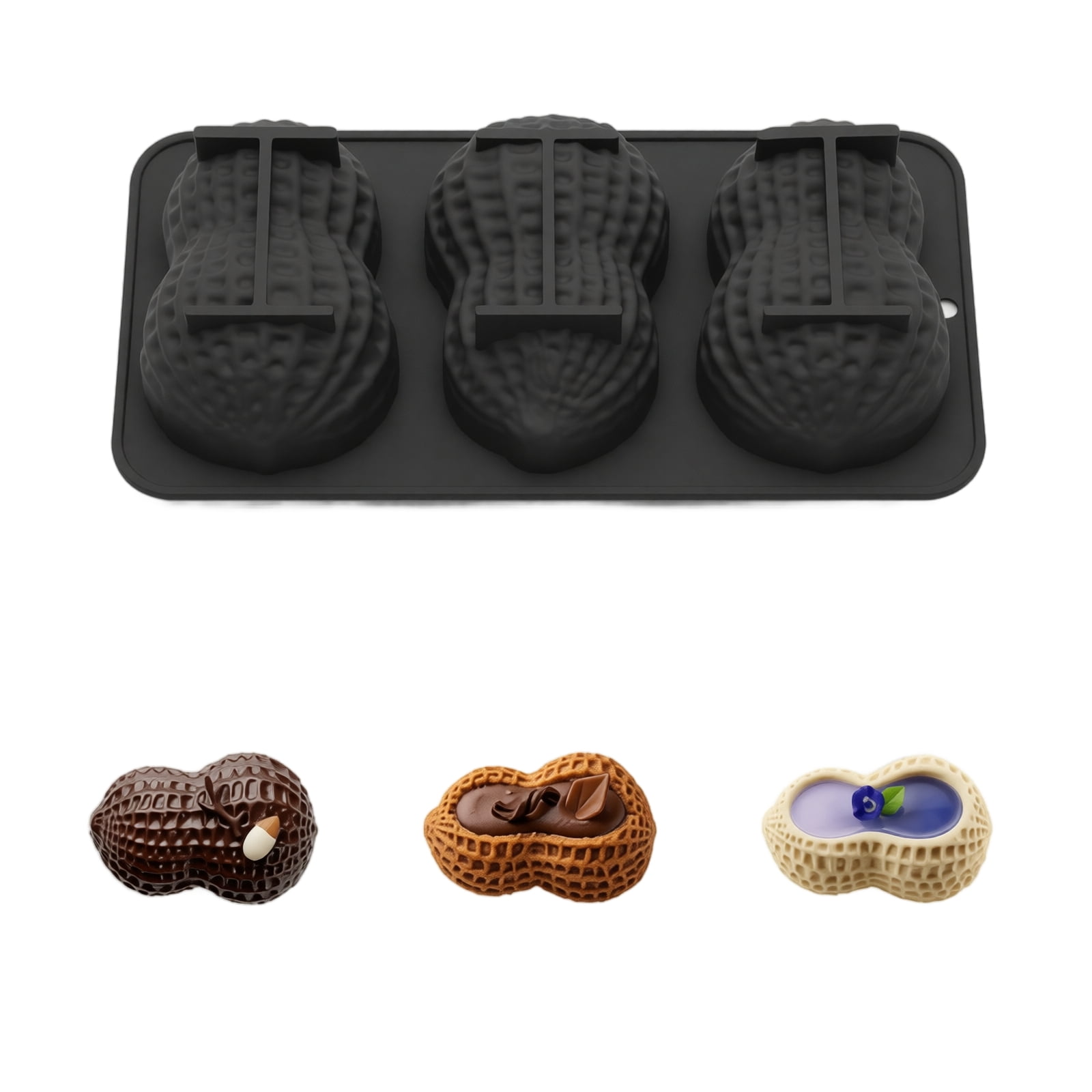 3-Cavity 3D Peanut Nut Mousse Silicone Mold, Baking Tool for Realistic ...