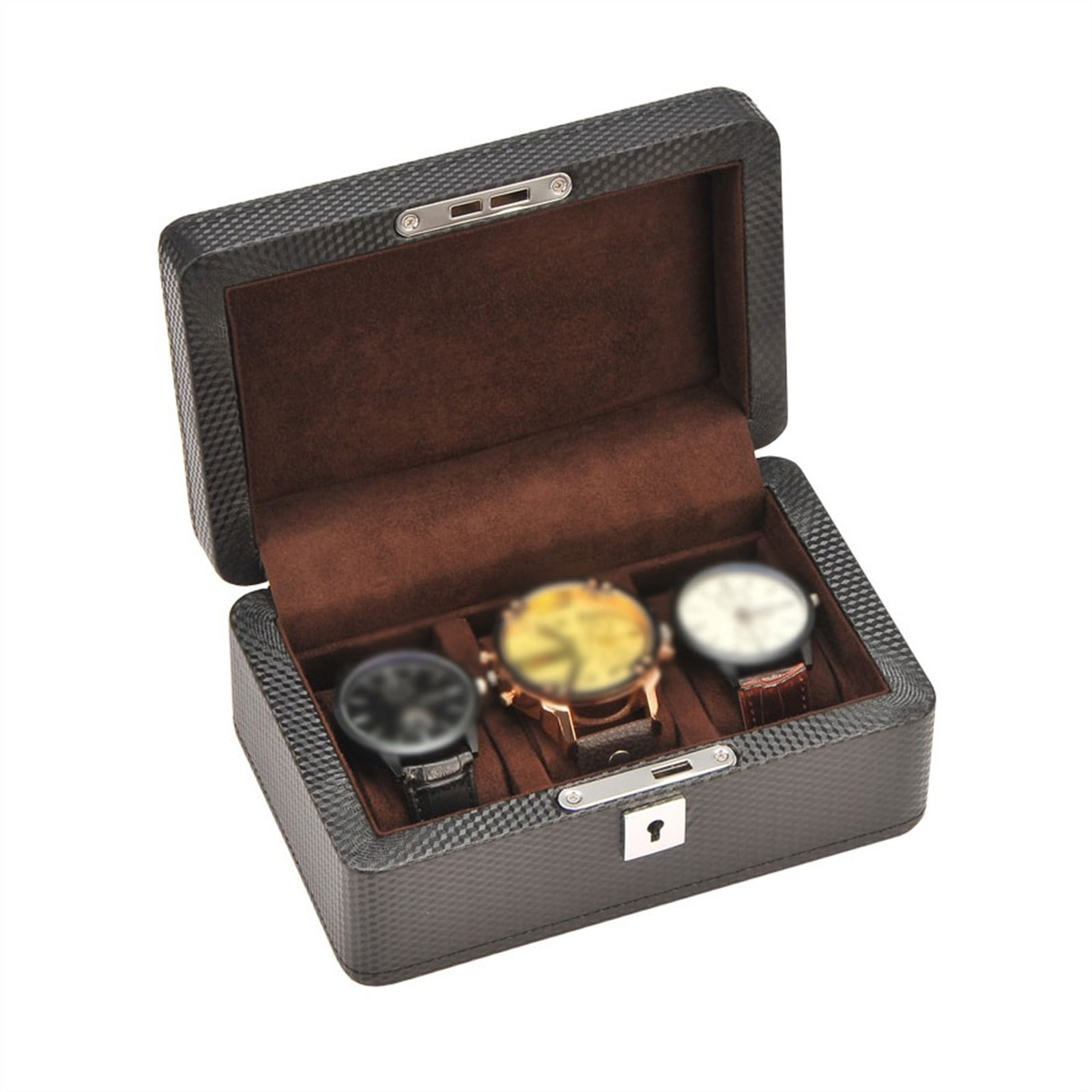 3 Cells Watch Collection Display Box Vintage Style Watch Organizer PU ...