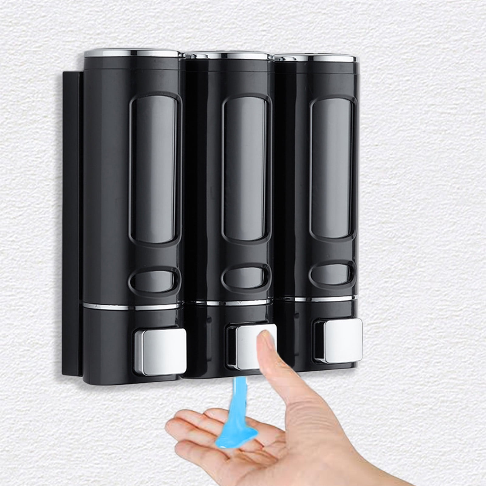 3-Chamber Wall Mount Soap Dispenser for Shampoo Conditioner & Body Wash ...