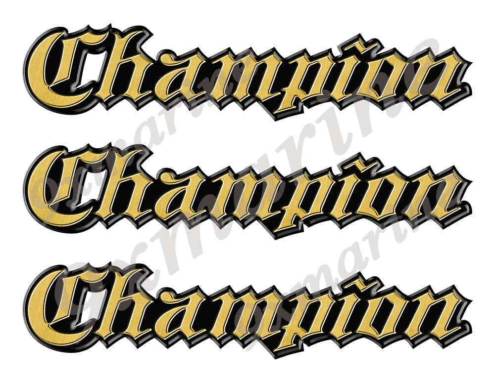 3 Champion Classic Vintage Stickers Remastered - 10" long each ...