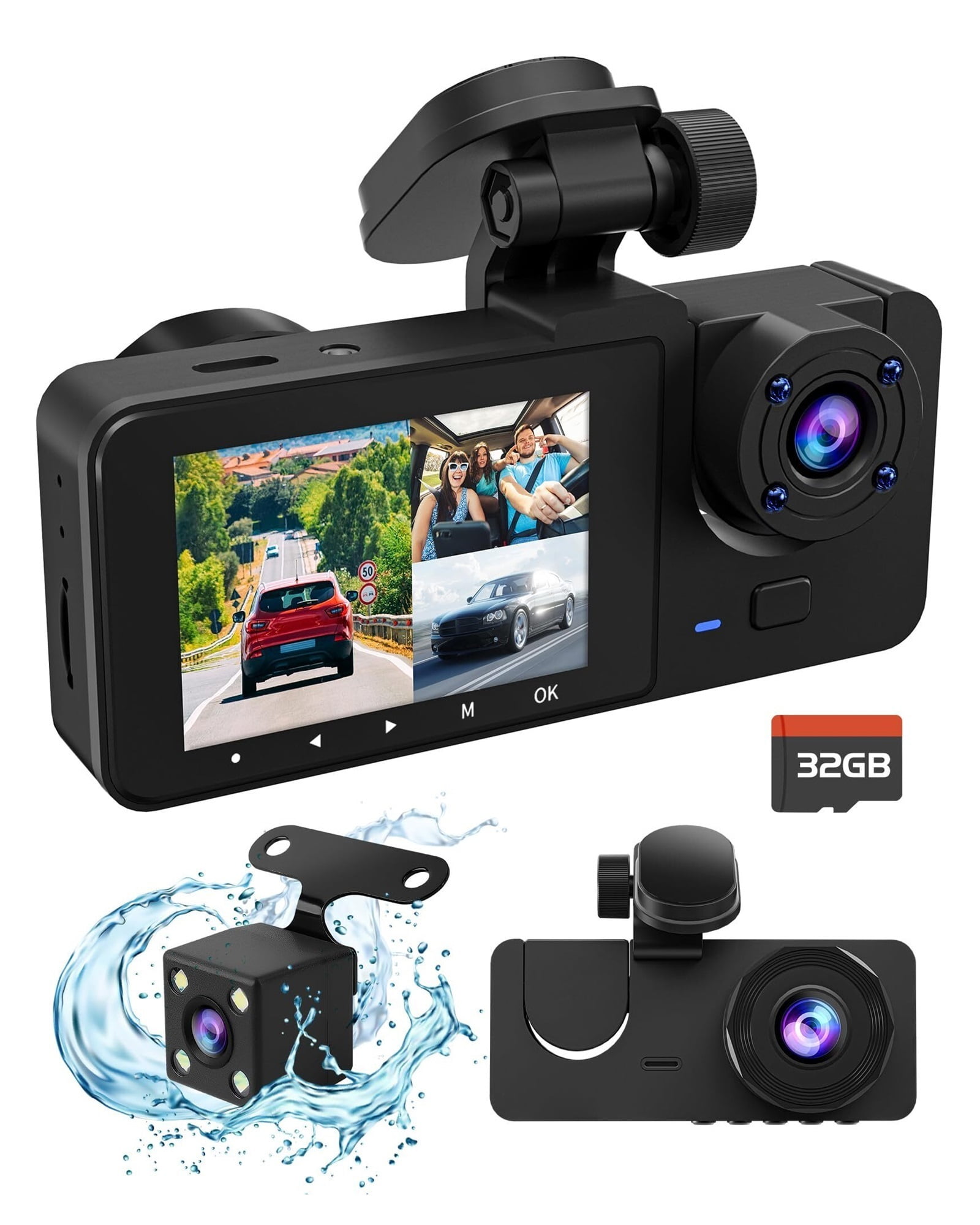 3 Channel 4K Dash Cam, Dash Cam Front and Rear Inside, Dash Camera for ...