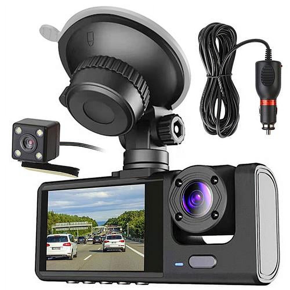 3 Channel Car DVR Dash Cam Video Recorder 1080P Front Inside Rear ...