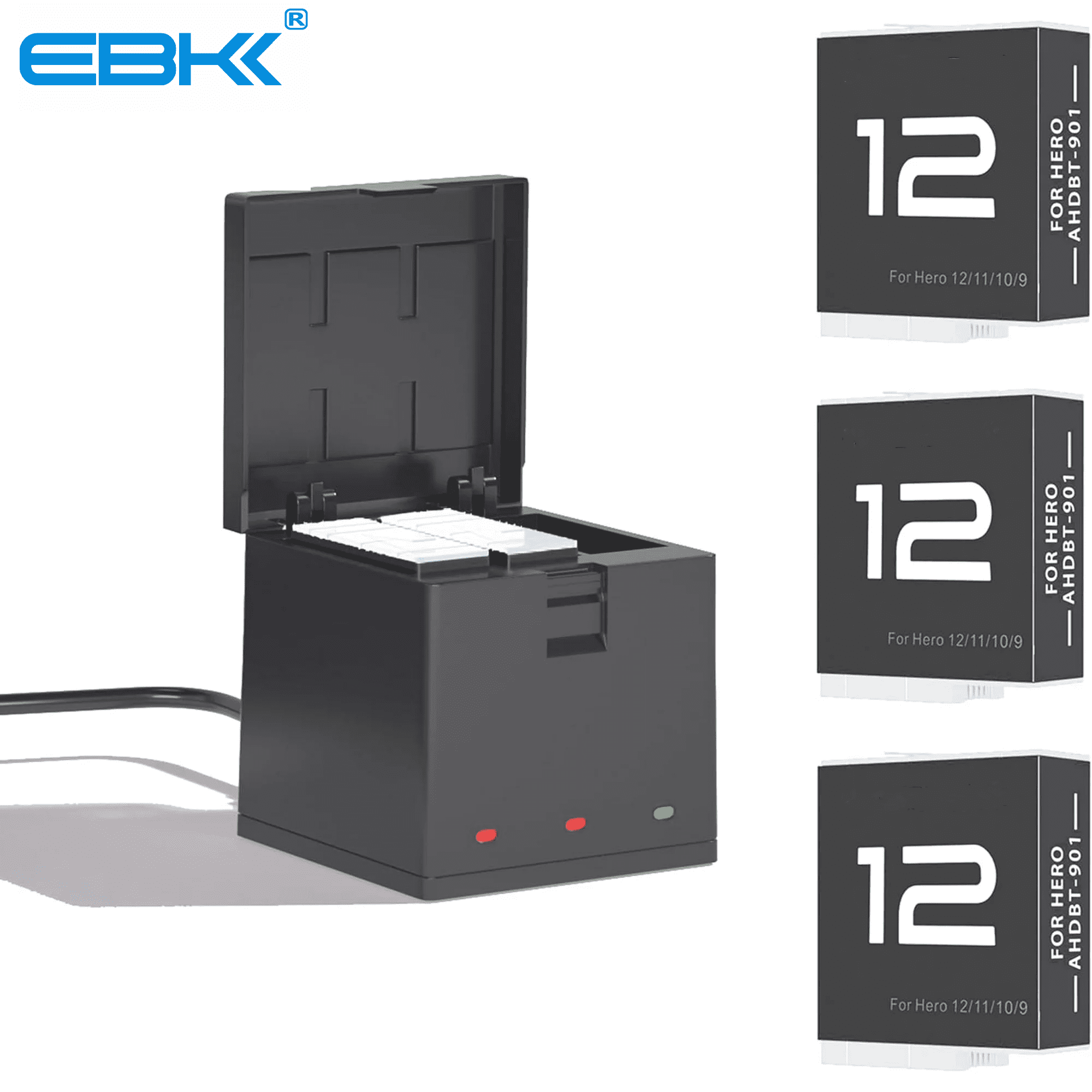 3-Channel Charging Kit Station for Gopro Hero 12 Black, 3 Pack ...
