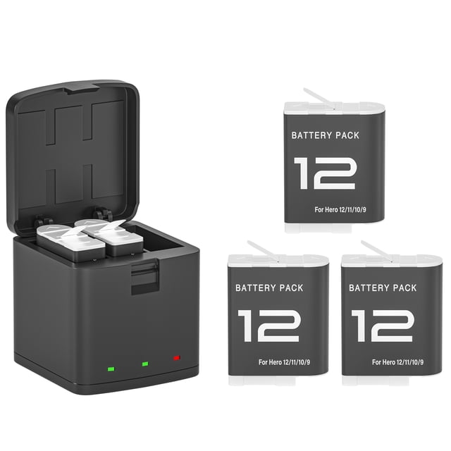 3-Channel Charging Kit Station for Gopro Hero 12 Black, 3 Pack ...