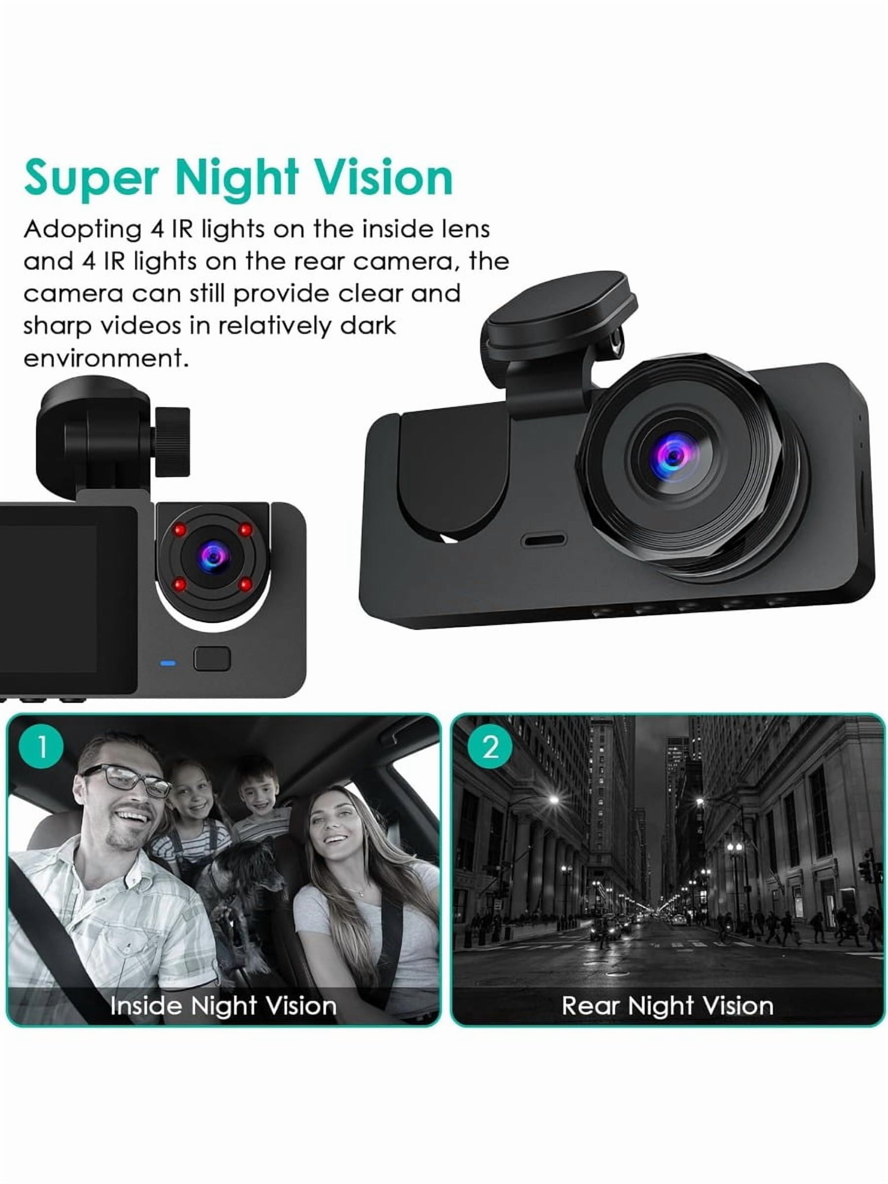 3 Channel Dash Cam, 1080P Dash Cam Front And Rear Inside, Three Way ...