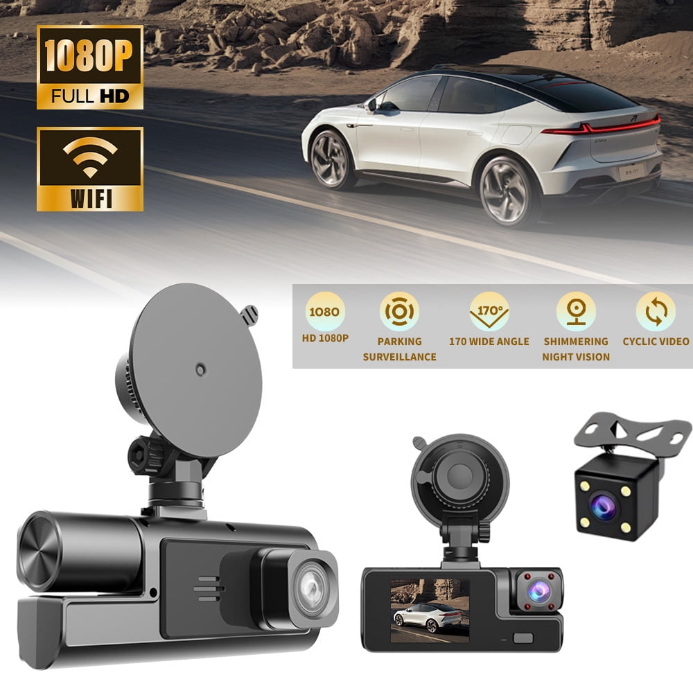 3 Channel Dash Cam,DFITO 1080P Dash Cam Front and Inside Dash Camera ...