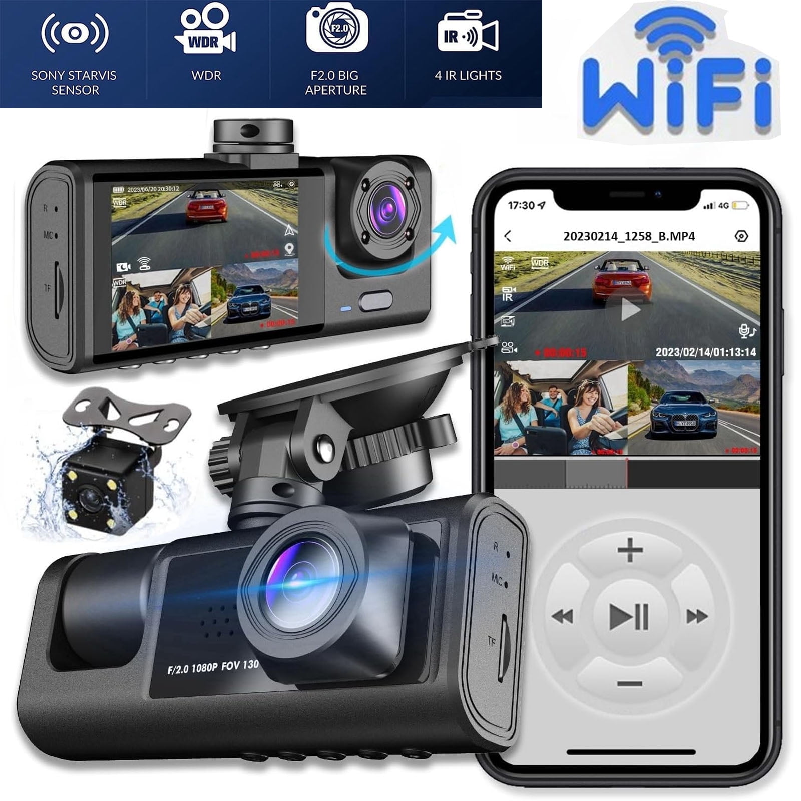 Customer reviews for FAMKIT 3 Channel Dash Cam, Dashcam Front and Rear ...