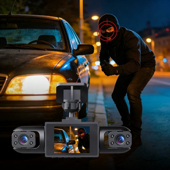 3 Channel Dash Cam for Rideshare Drivers, 4K+1080P Front Inside Rear ...