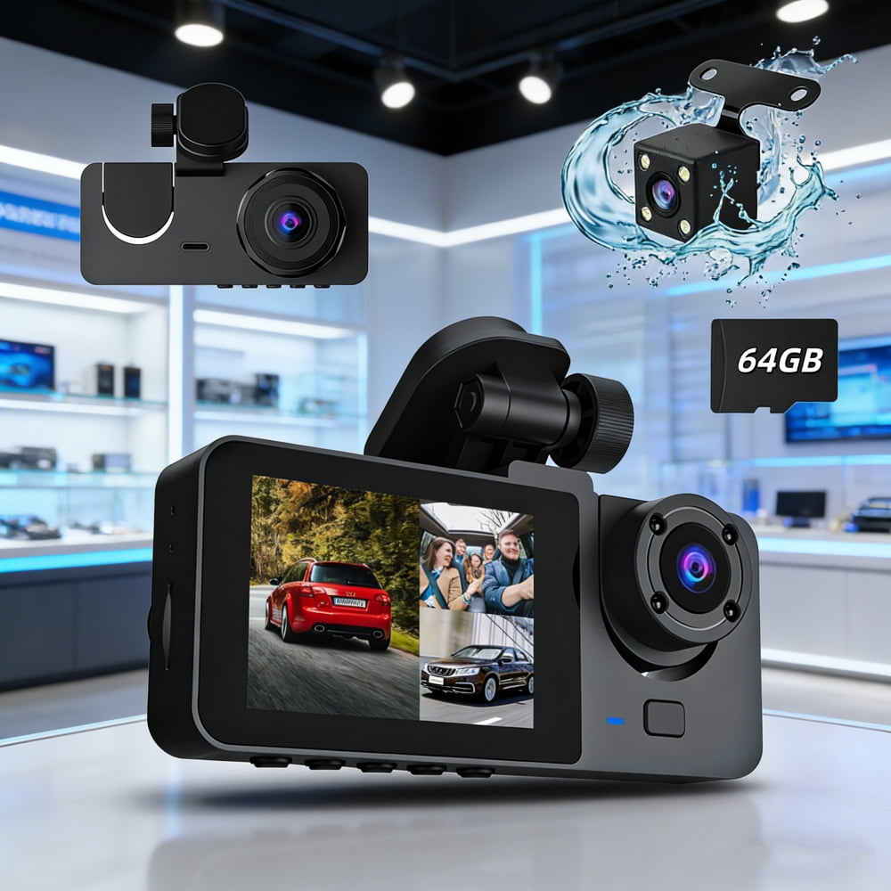 3-Channel Dash Cam with 1080P Resolution, Night Vision, G-Sensor ...