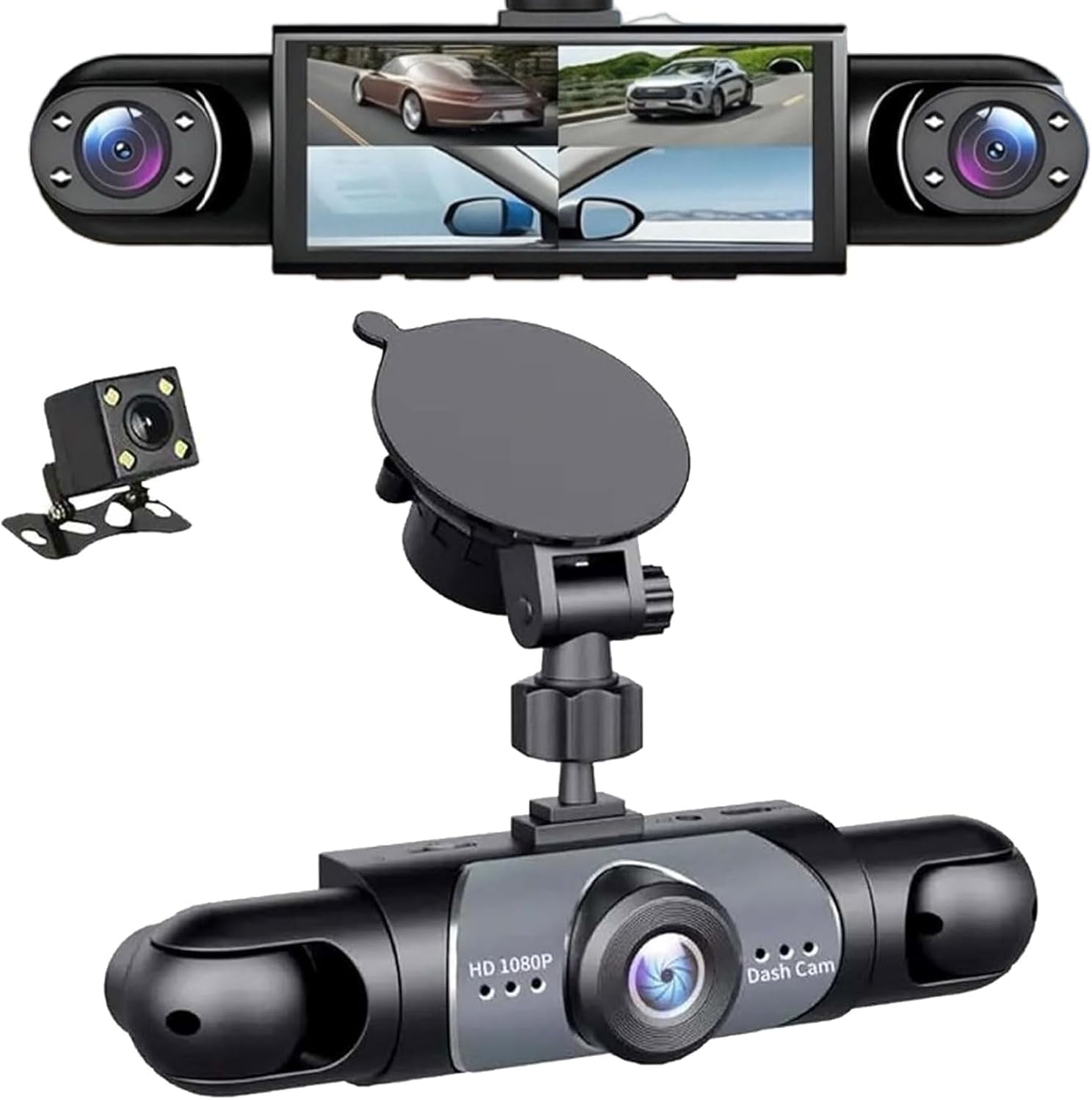 3 Channel Dash Camera, Full View 1080P Car Dashcam System with Front ...