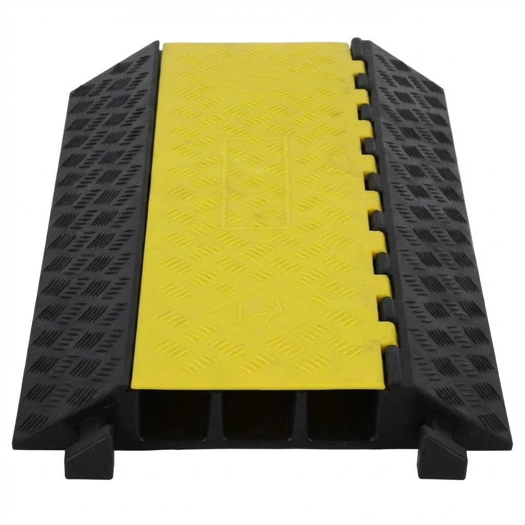 3-Channel Rubber Cable Protector Ramp, Heavy Duty Cord Cover with Flip ...