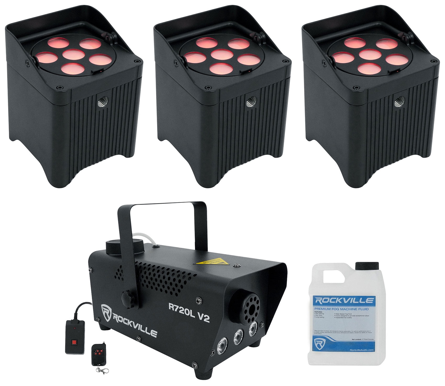 3 Chauvet DJ Freedom Par T6 Wireless Rechargeable RGB DMX Wash Lights ...