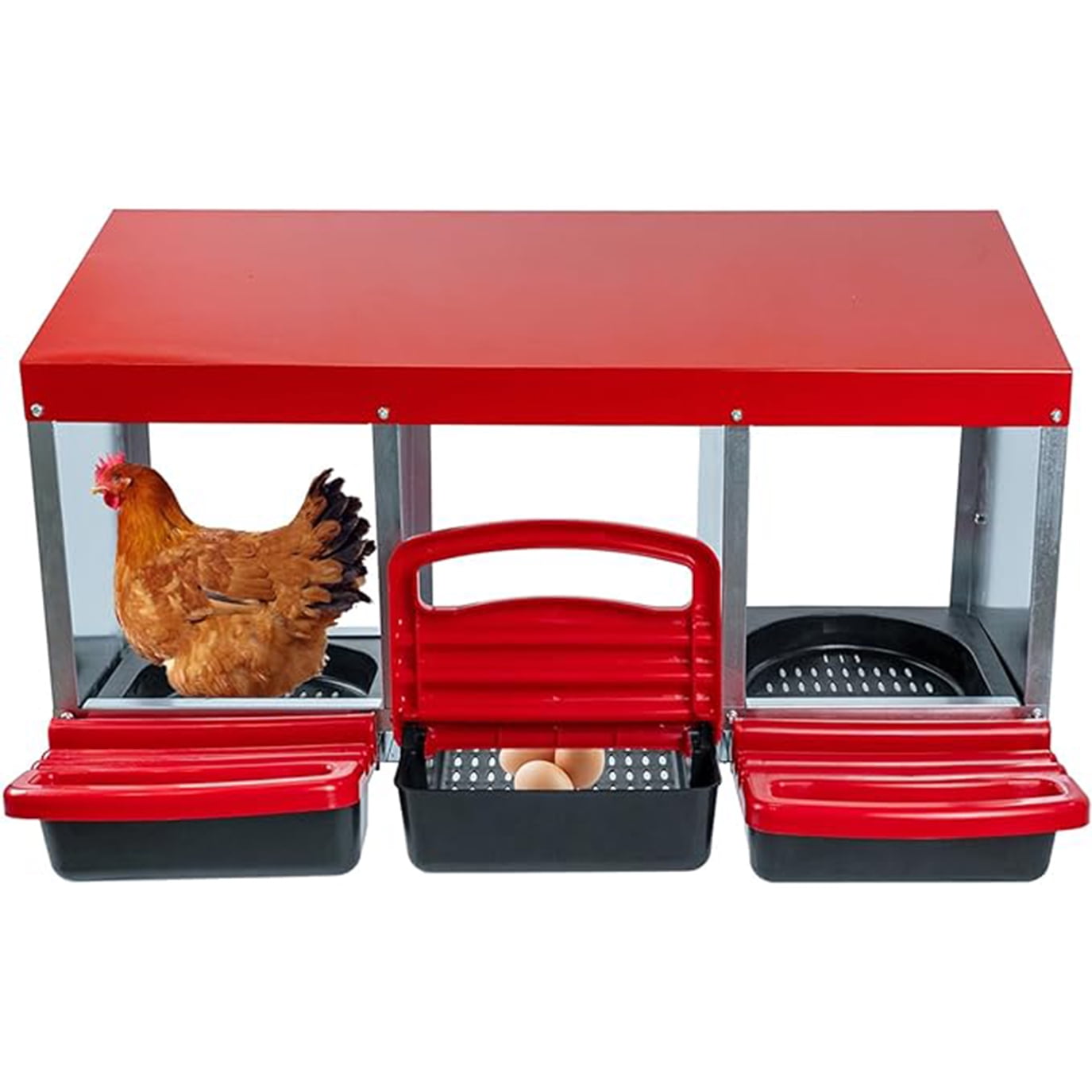 3 Chicken Nesting Box, 3 Hole Metal Nesting Boxes for Chicken Coop Up ...