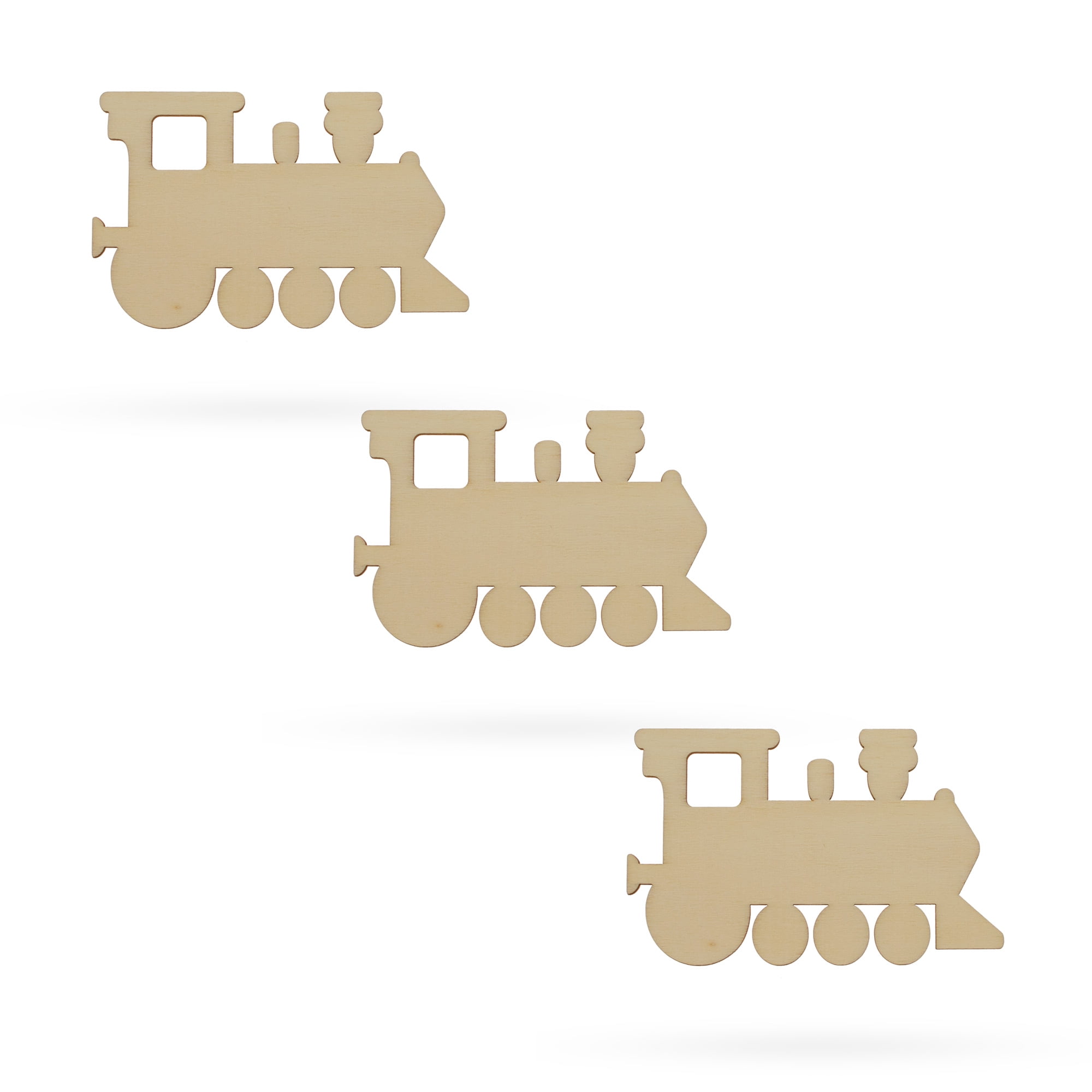 3 Choo-choo Trains Unfinished Wooden Shapes Craft Cutouts DIY Unpainted ...