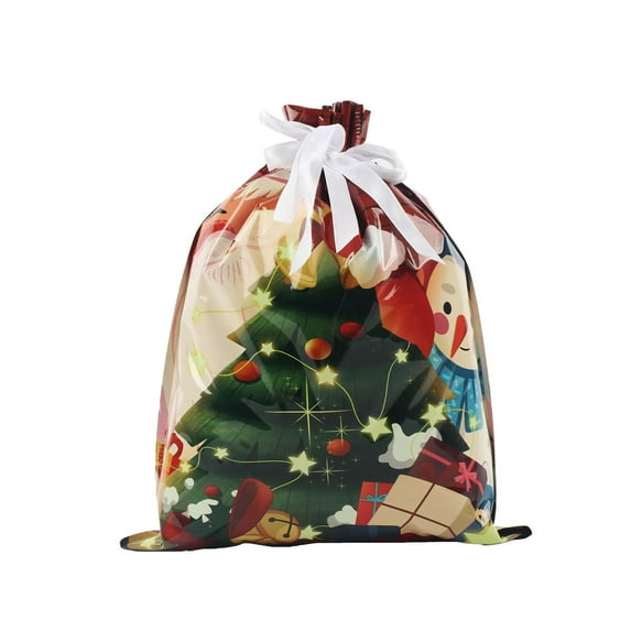 3 Christmas Gift Drawstring Bags With Santa Theme, Eco-Friendly ...