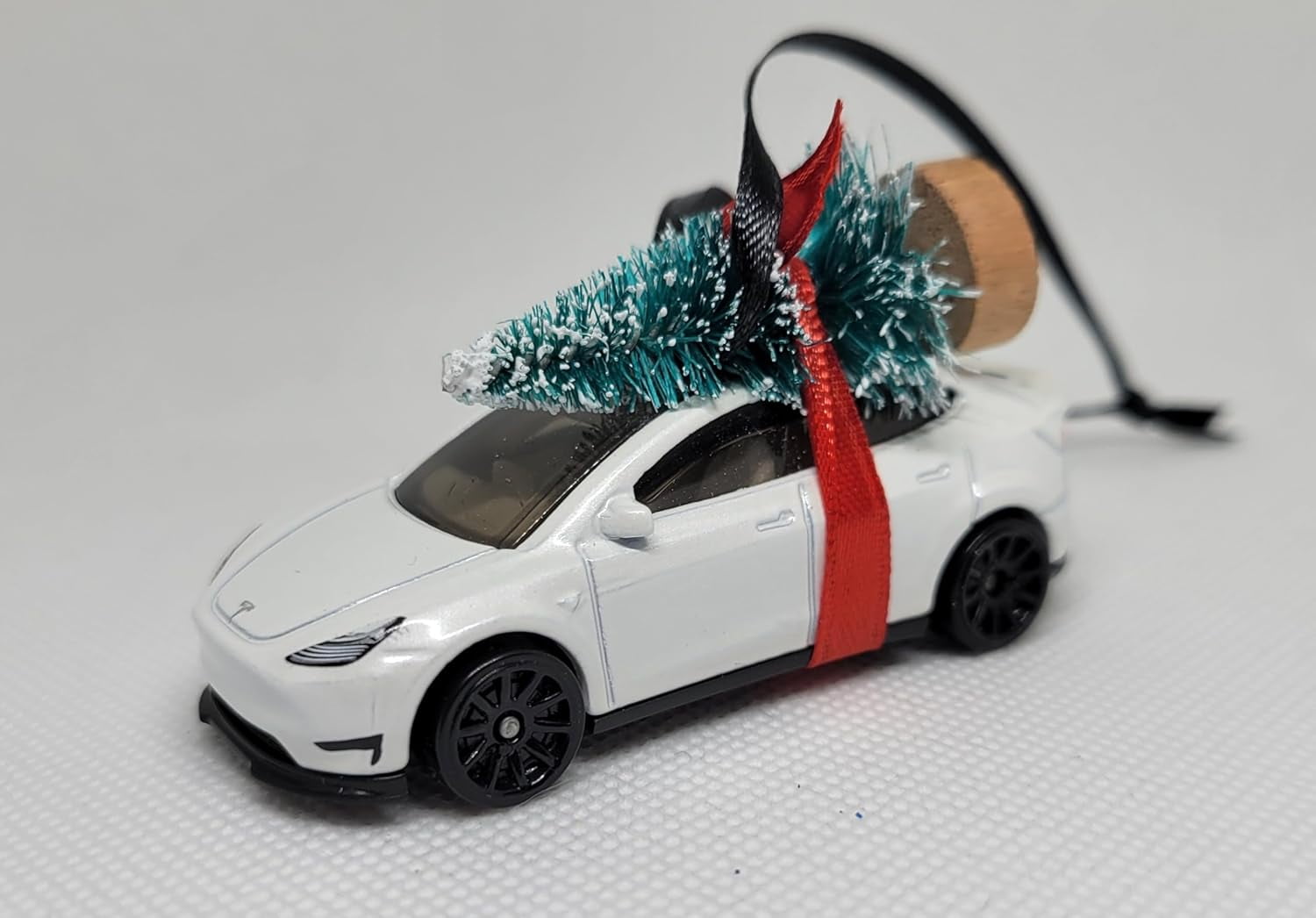 3" Christmas Ornament with Tree for Tesla Model Y White Owners by ...