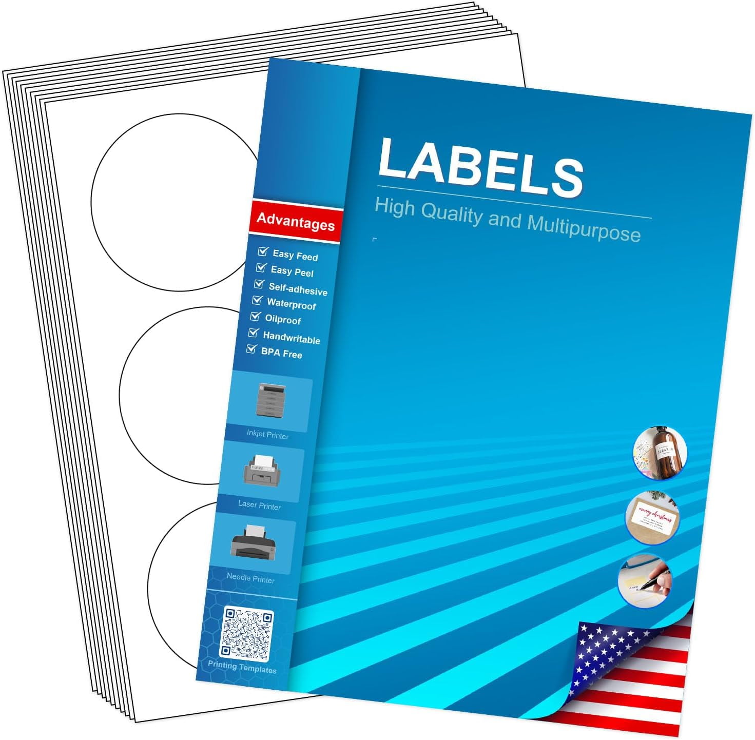 3" Circle Sticker Labels, Round Printable Sticker to Write On, Sticker ...