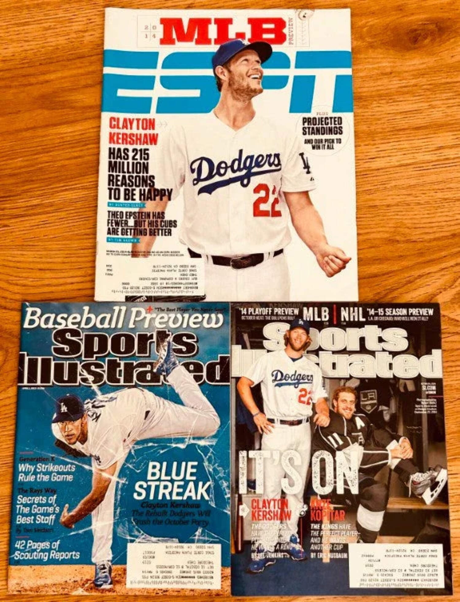 3 Clayton Kershaw 2013 2014 LA Dodgers Sports Illustrated ESPN ...