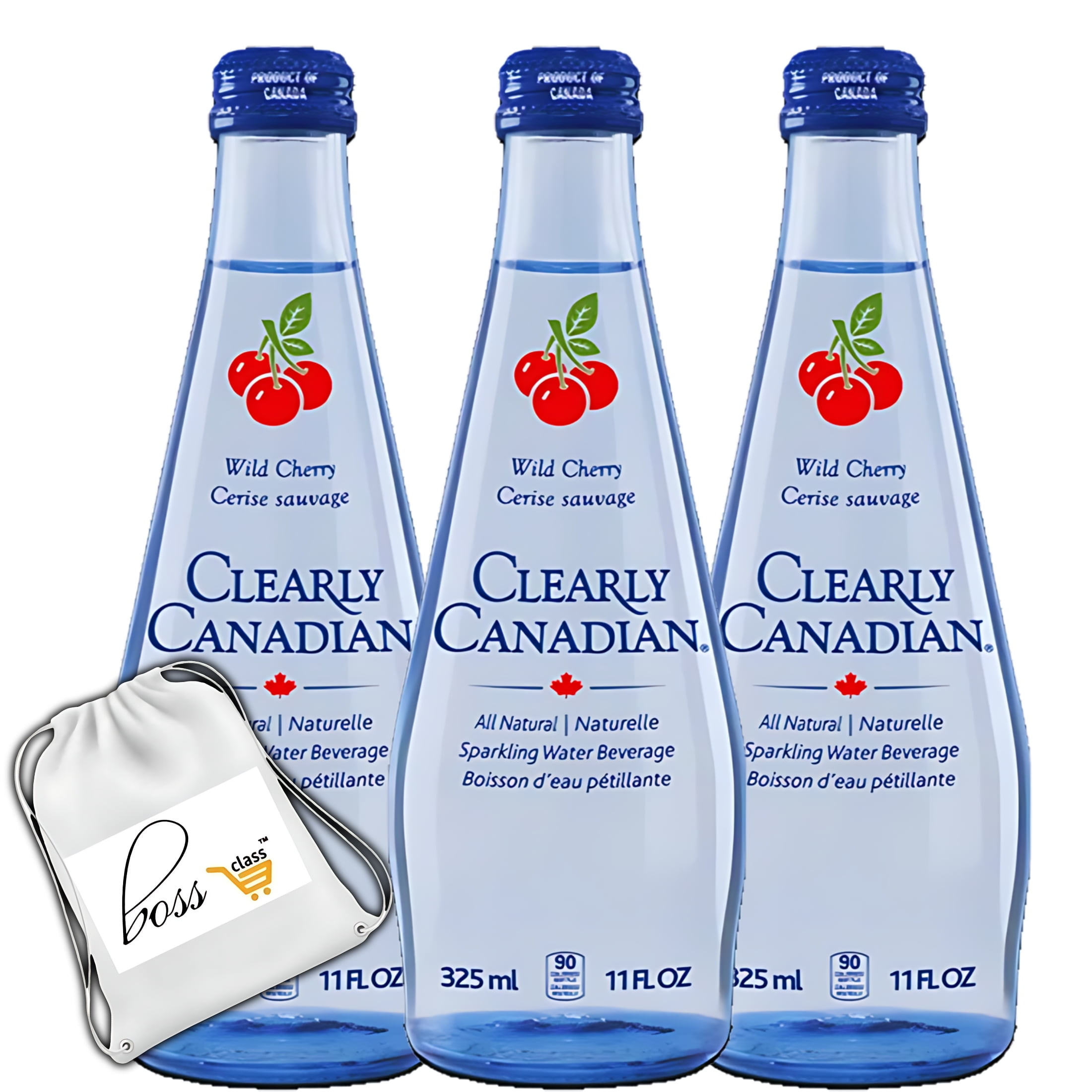 (3) Clearly Canadian Wild Cherry Sparkling Water Beverage, 11 Fl oz Trio Pack Naturally Fruit ...
