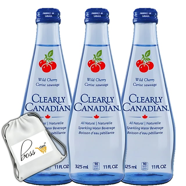(3) Clearly Canadian Wild Cherry Sparkling Water Beverage, 11 Fl oz Trio Pack Naturally Fruit ...