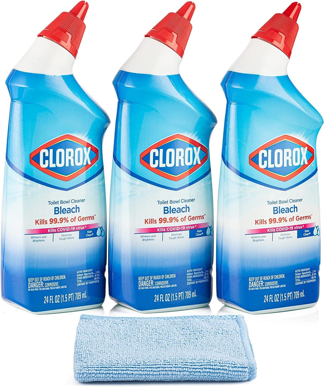 3 Clorox Toilet Bowl Cleaner with Bleach, Rain Clean 24 oz, - BONUS ...