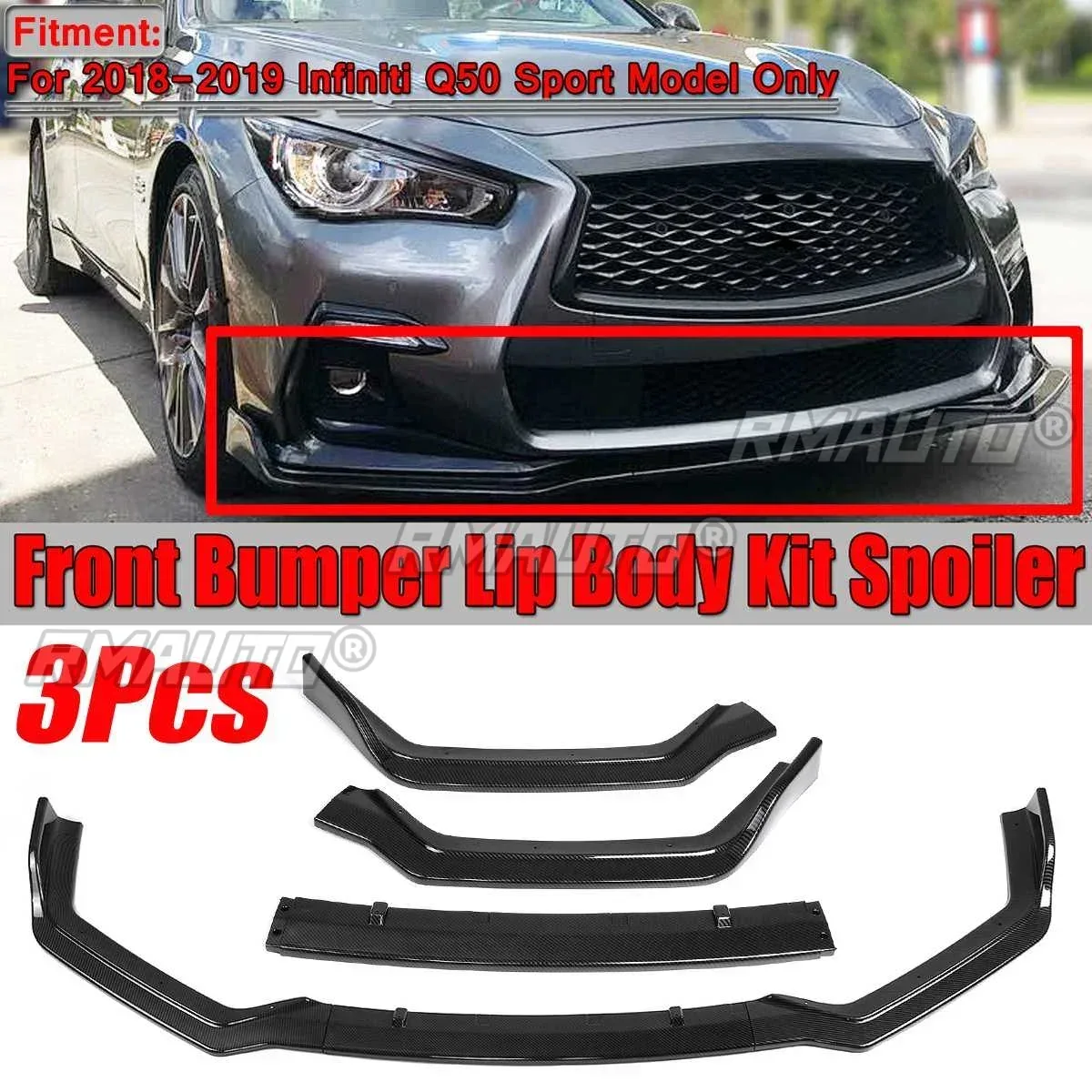 3 Color Car Front Bumper Splitter Lip Diffuser Cover Trim Guard ...