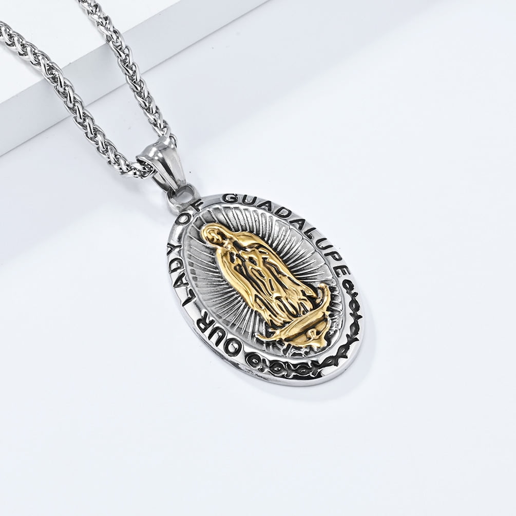 3 Color "OUR LADY OF GUADALUPE" Religious Jewelry 14K Yellow Gold ...