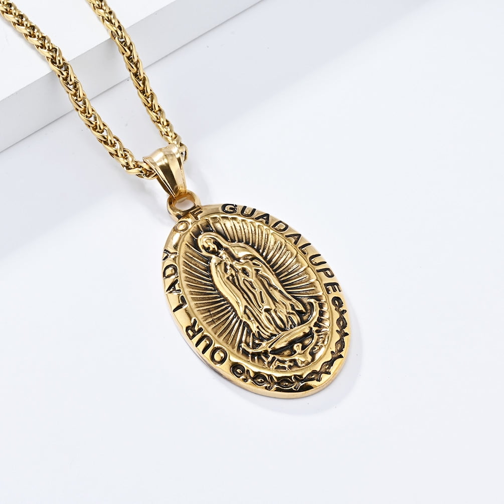 3 Color "OUR LADY OF GUADALUPE" Religious Jewelry 14K Yellow Gold ...