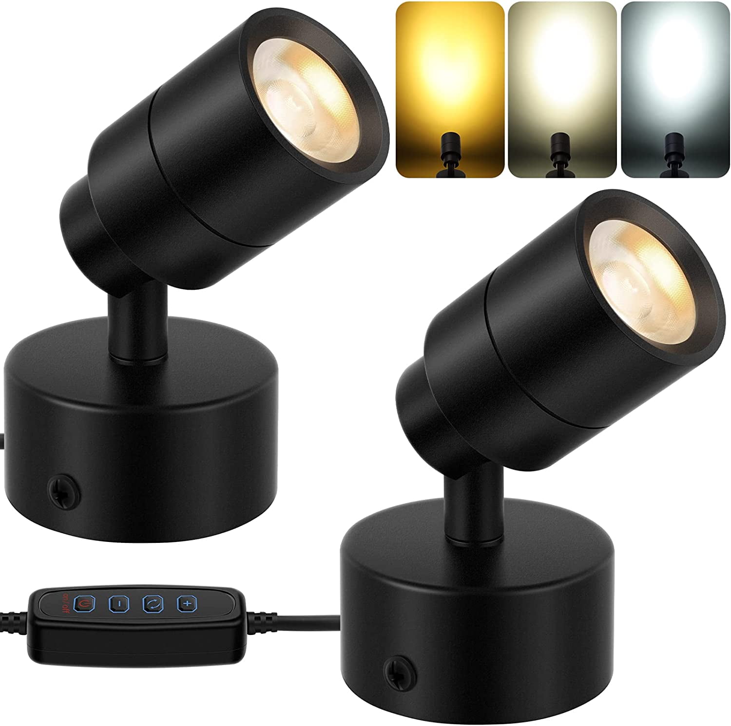 3-Color Spot Lights Indoor, 3W Dimmable Uplights LED Spotlight Lamp for ...