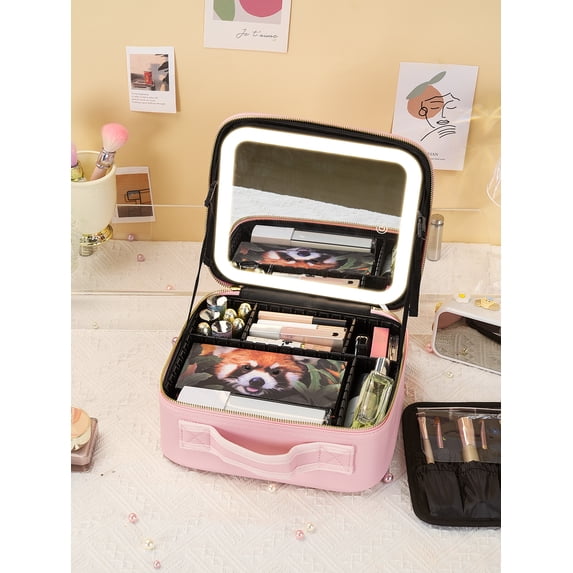 3 Color Train Case Mirror, White Portable Makeup Case Waterproof ...