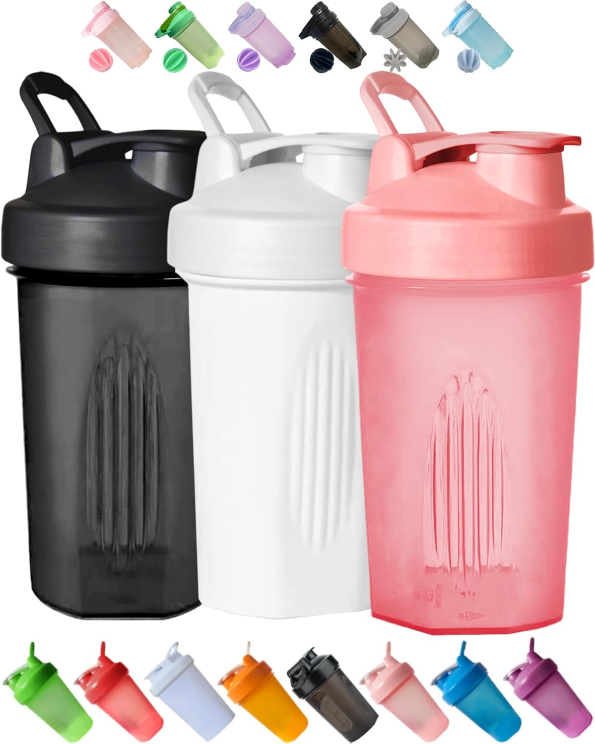 3 Color Value Pack Snap Shaker Bottles for Pre-Workout Protein Drink ...