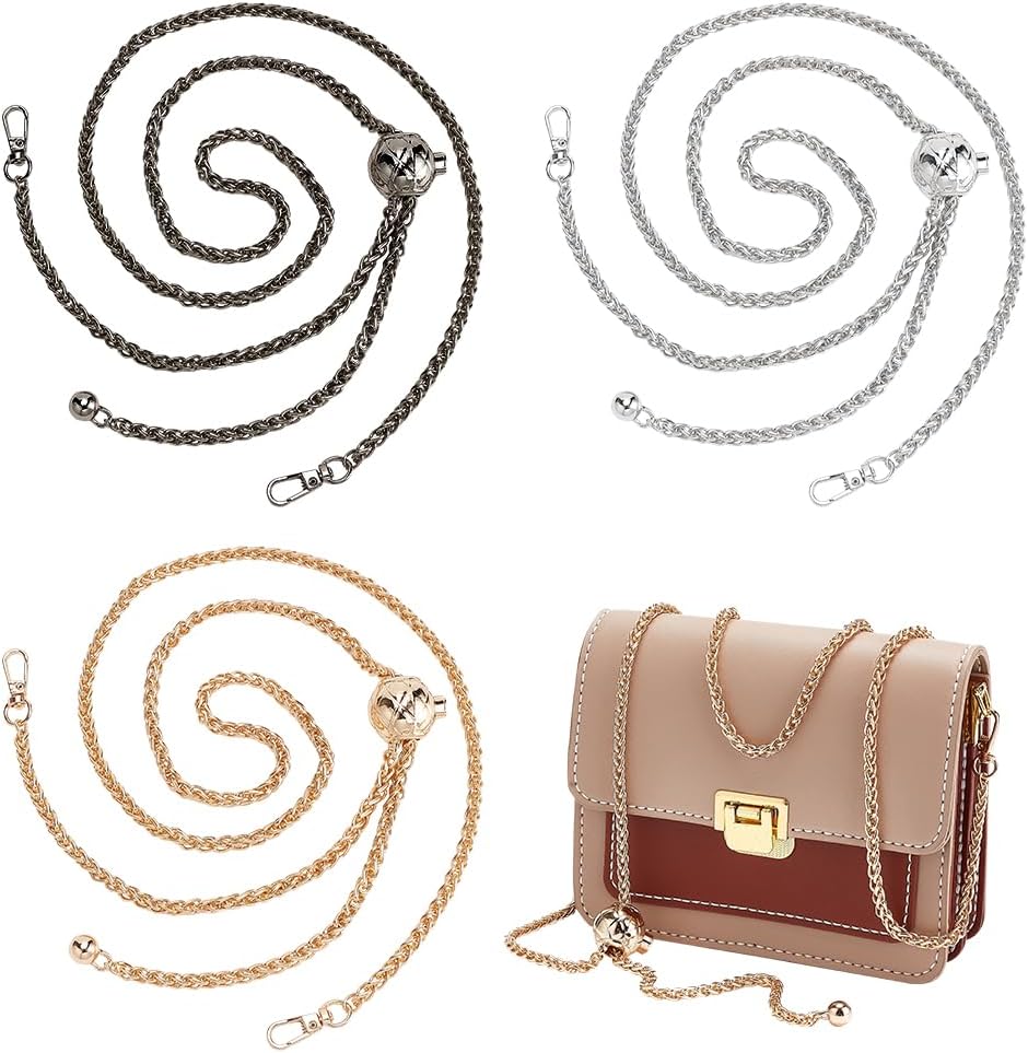 3 Colors Adjustable Purse Chain Strap 48 Inch Metal Shoulder Chain ...