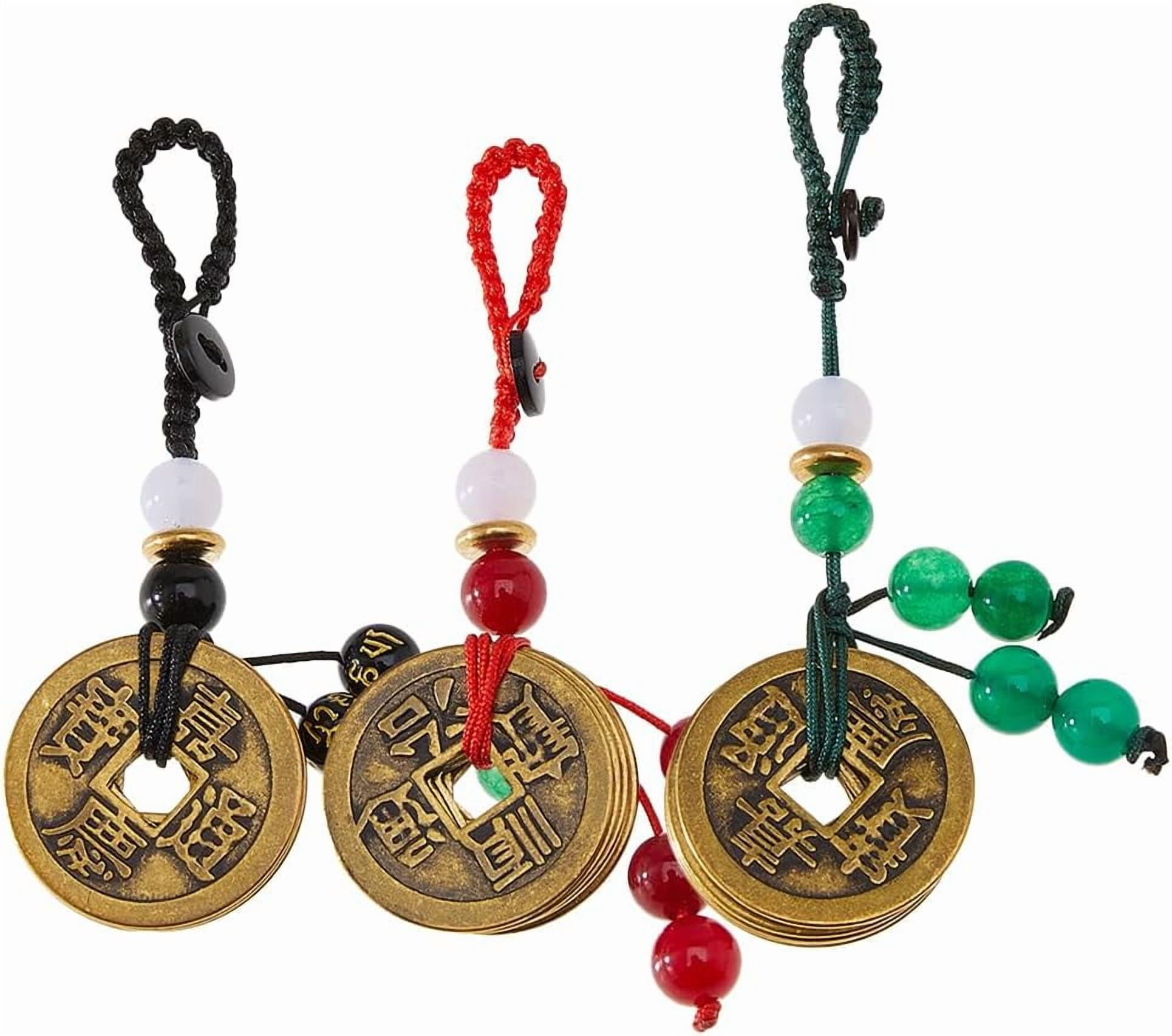 3 Colors Brass Coin keychain Chinese Good Luck Coins Keychains Lucky ...