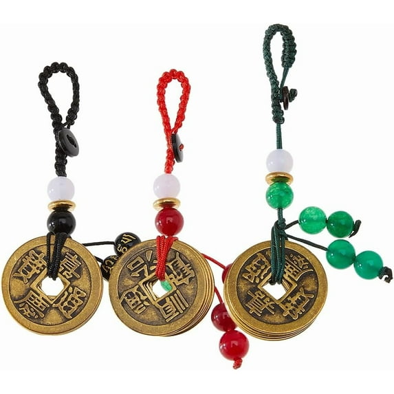3 Colors Brass Coin keychain Chinese Good Luck Coins Keychains Lucky ...