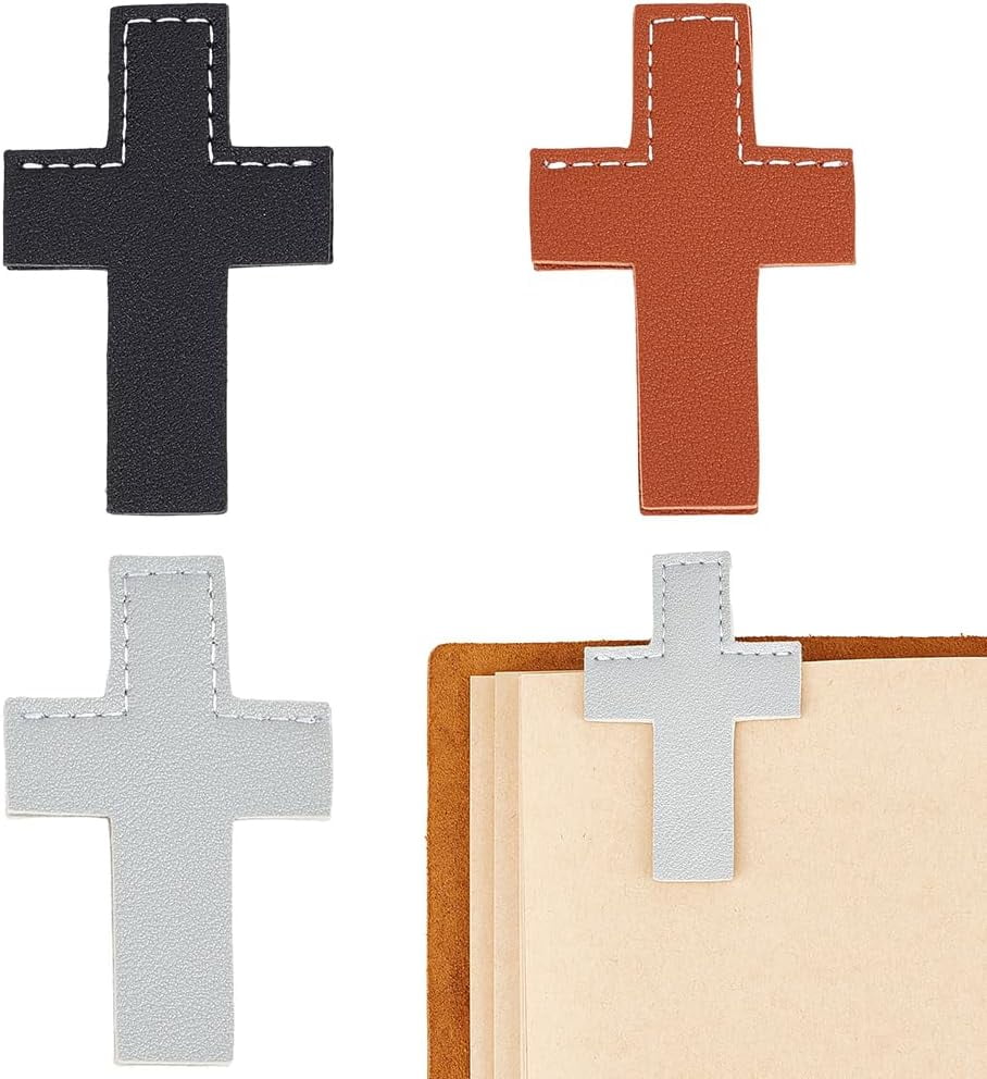 3 Colors Christian Leather Cross Bookmarks Bible Bookmarkers Church ...