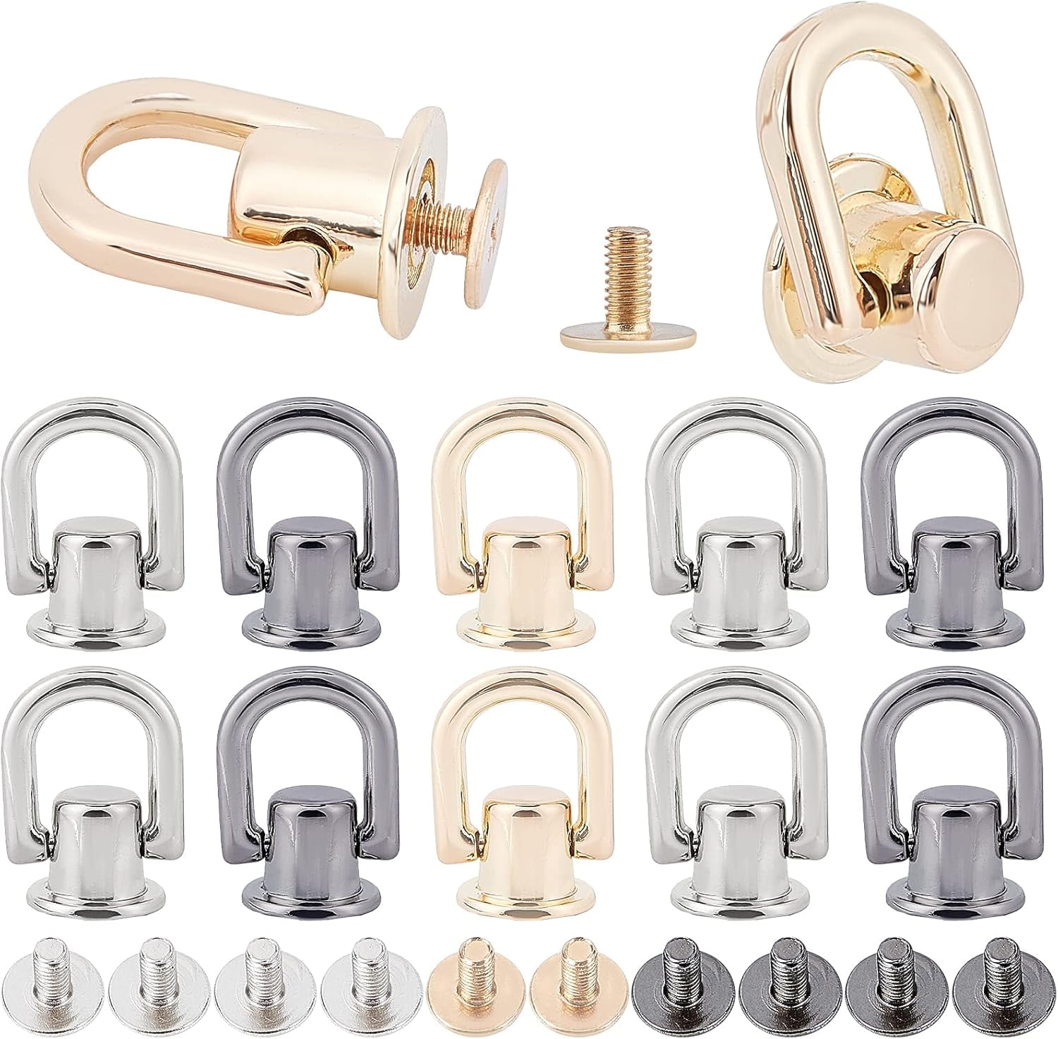 3 Colors D Ring Stud Screw Ball Post Head Buttons 360 Degree Rotatable ...