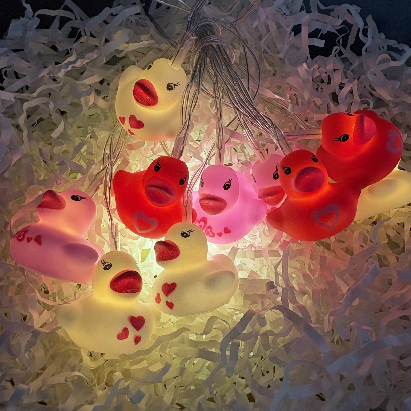 3-Colors Duck Shape String Lights Battery Powered 10LEDs Love Heart ...