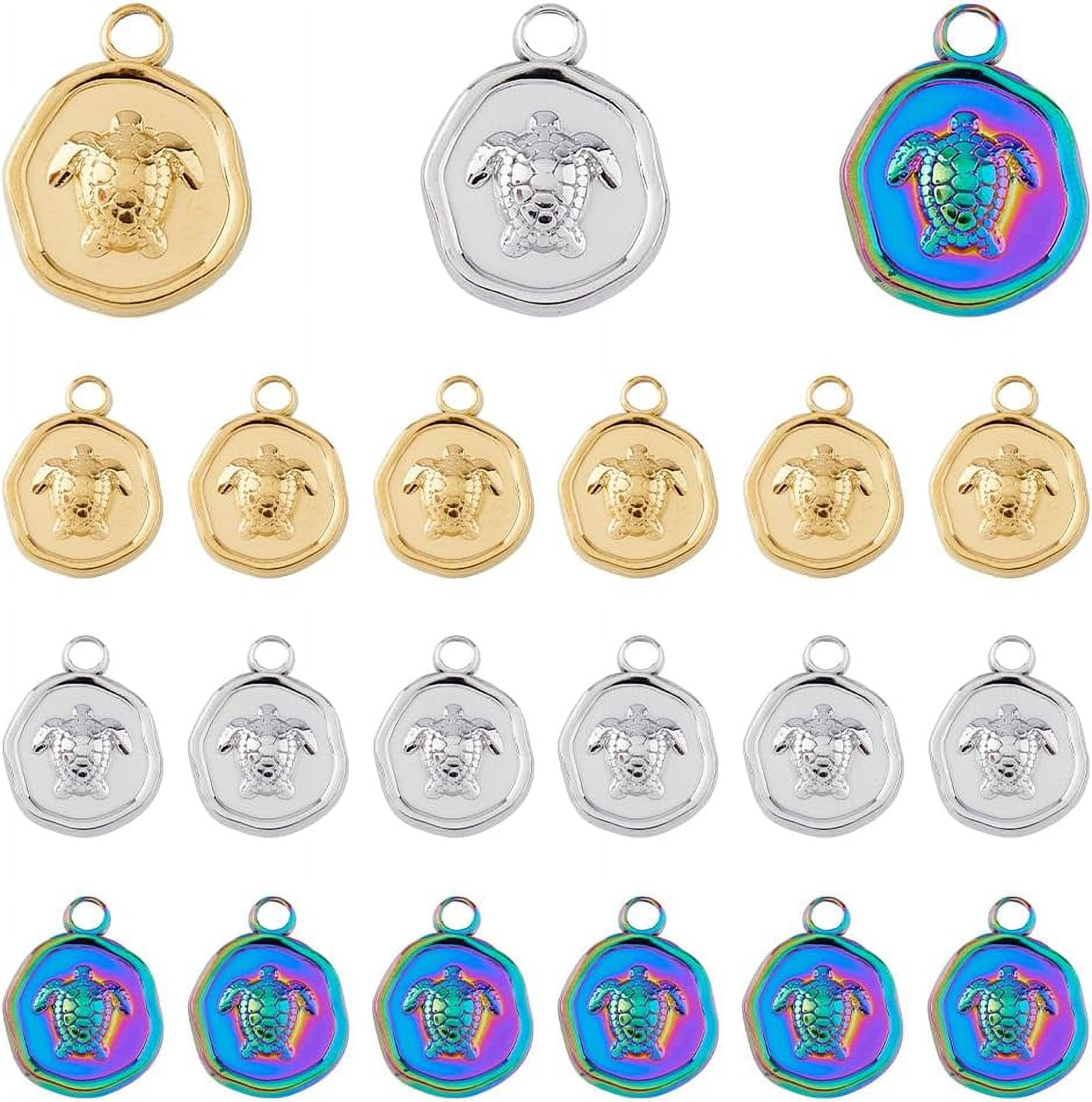 3 Colors Geometric Charms Stainless SteelFlat Round Charms - Walmart.com